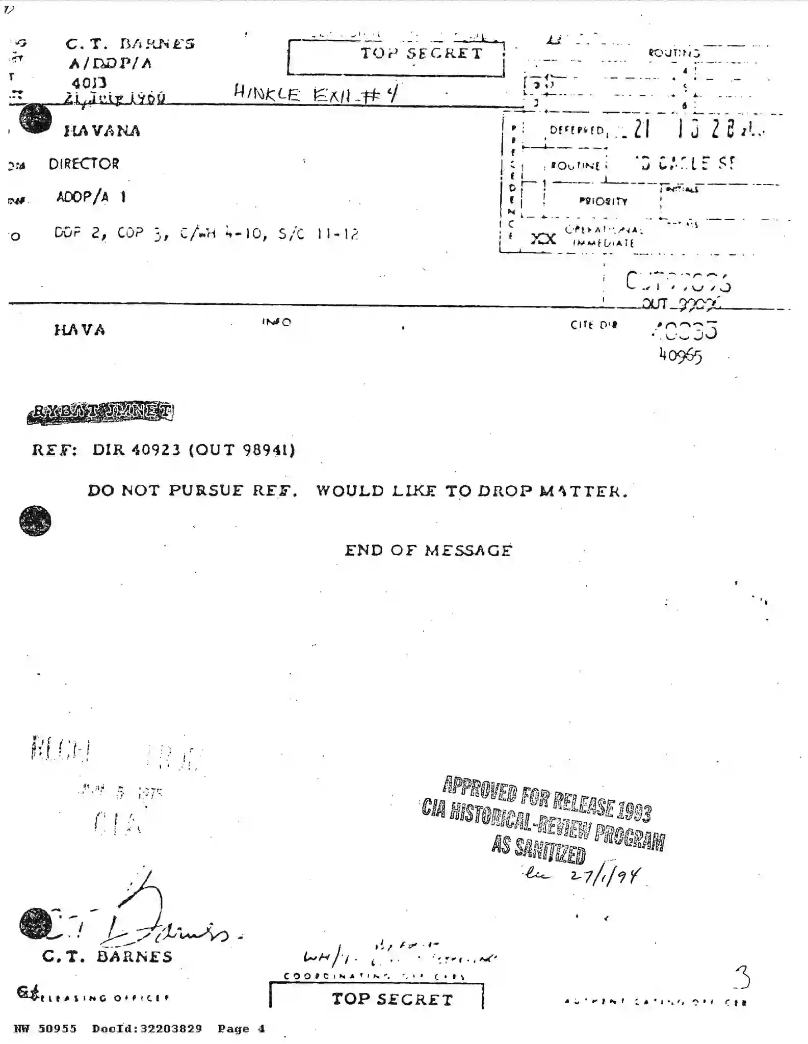 TESTIMONY OF EDWARD H. HINKLE (157-10011-10061)